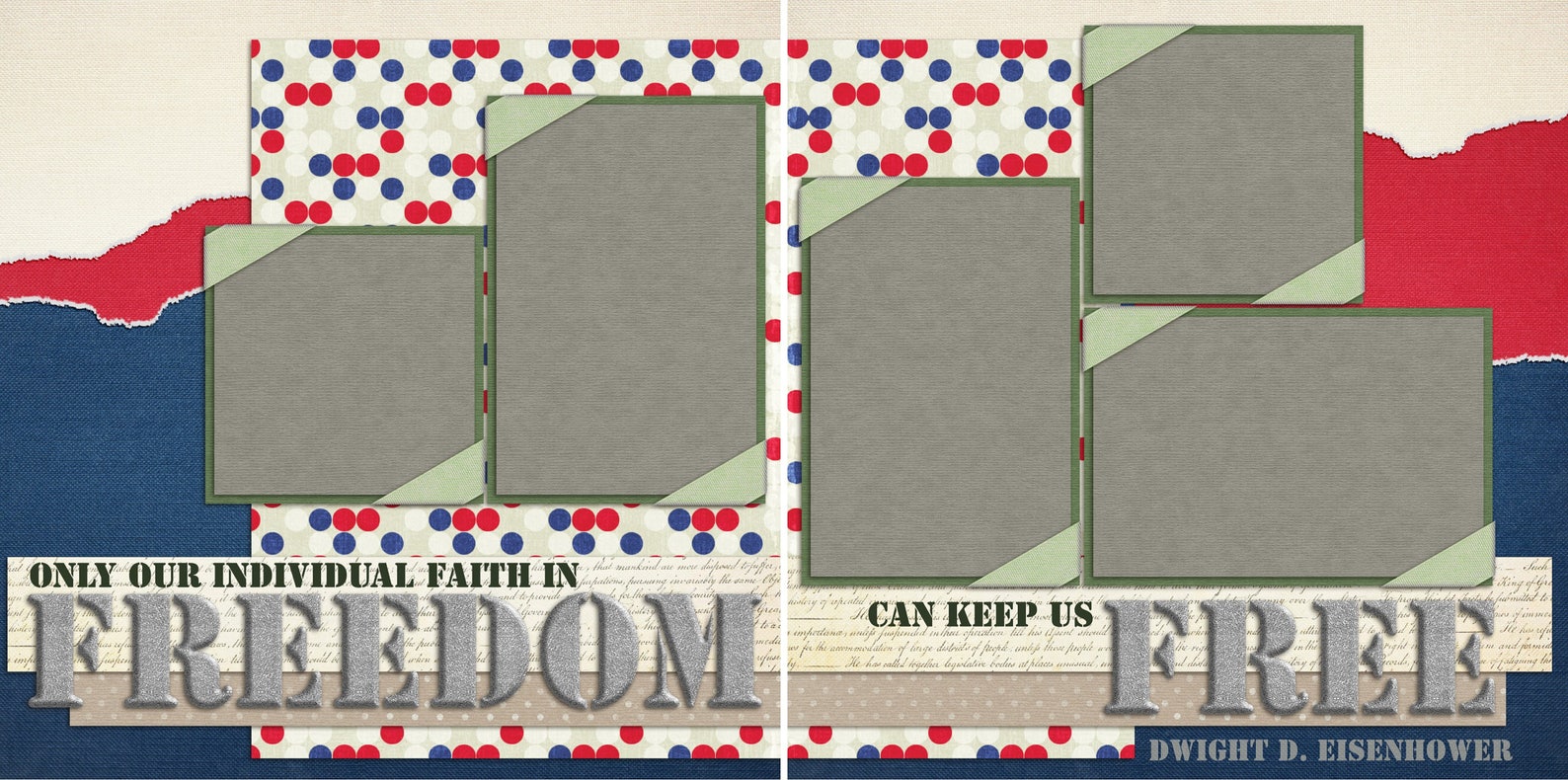 FREEDOM - 2 Premade Scrapbook Pages - EZ Layout 592 - Etsy
