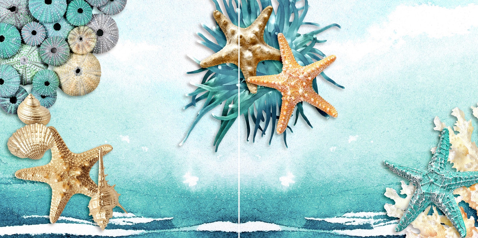 Ocean Adventures Beach Background Pages Digital Scrapbook - Etsy