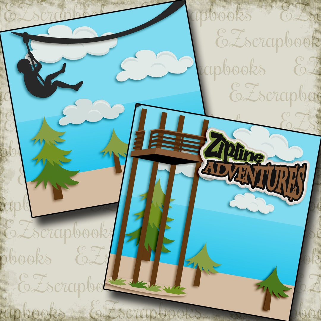 ZIPLINING NPM - 2 Premade Scrapbook Pages - EZ Layout 2583 - Etsy