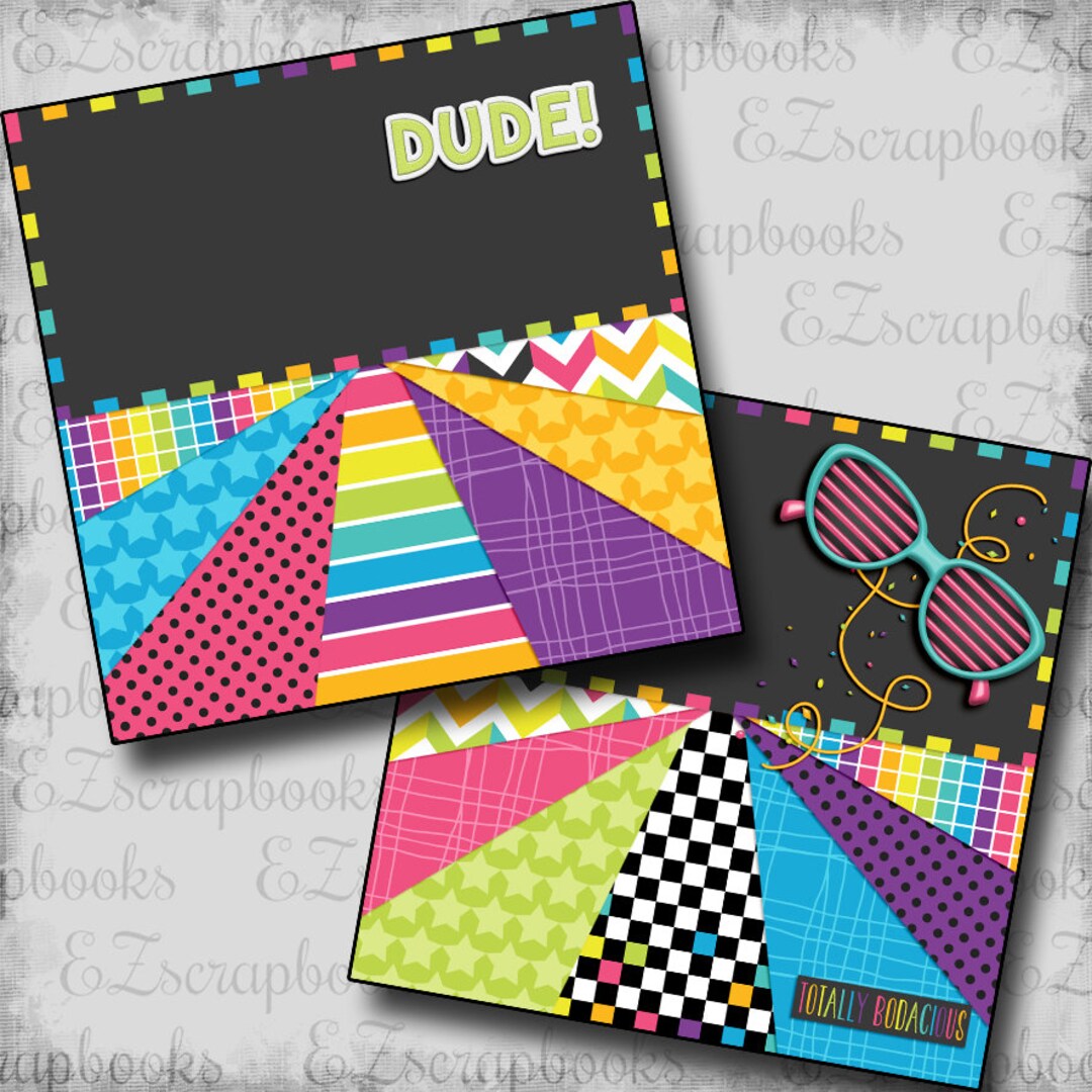 Totally Bodacious - NPM - 2 Premade Scrapbook Pages - EZ Layout 6355 - Etsy