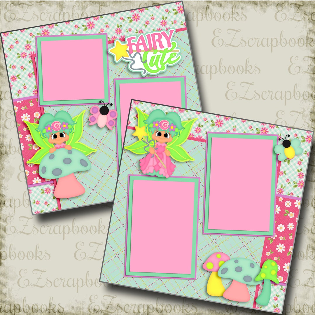 Fairy Pretty - 2 Premade Scrapbook Pages - EZ Layout 3448 - Etsy