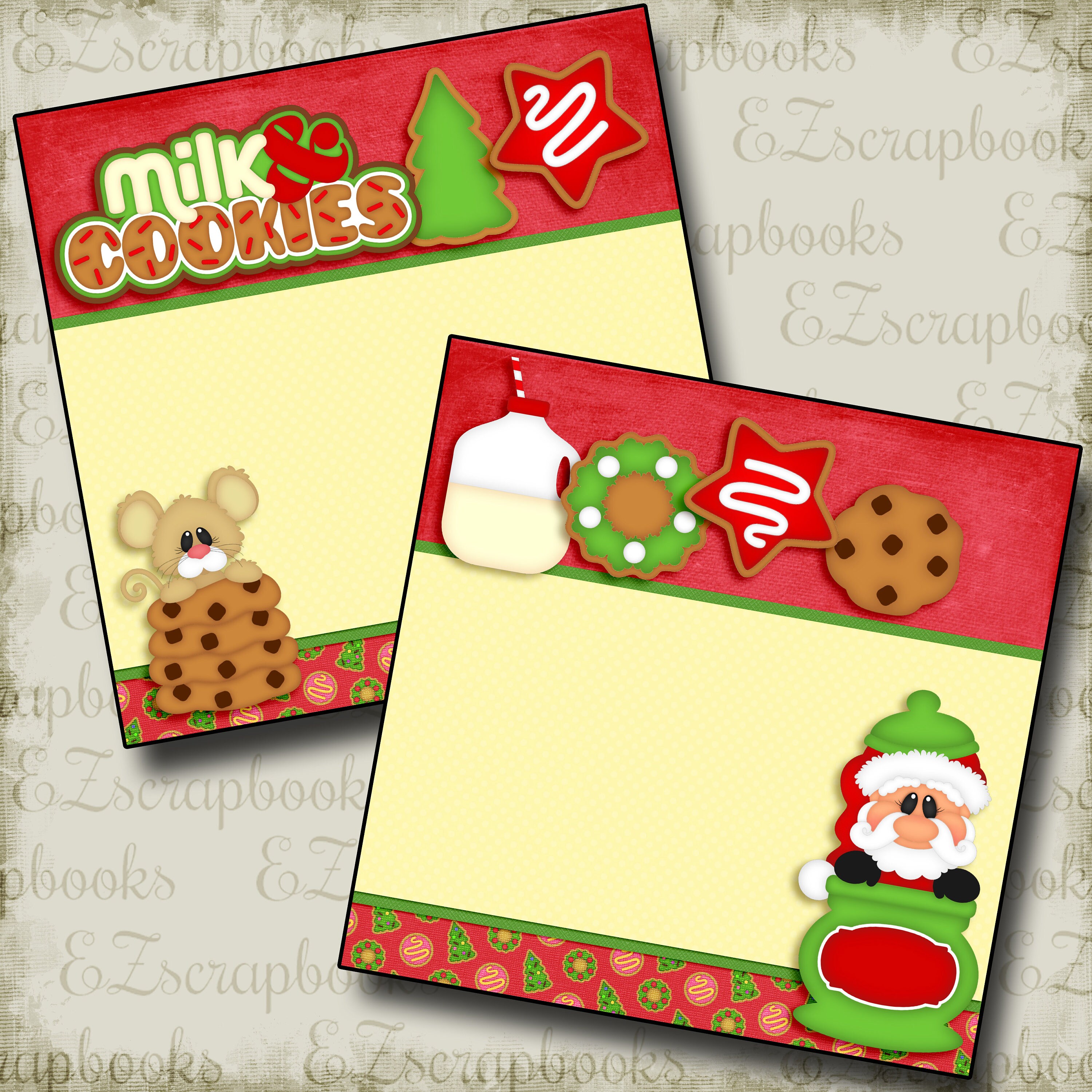 Premade Paper CHRISTMAS MILK & COOKIES Premade Scrapbook Pages Paper ...