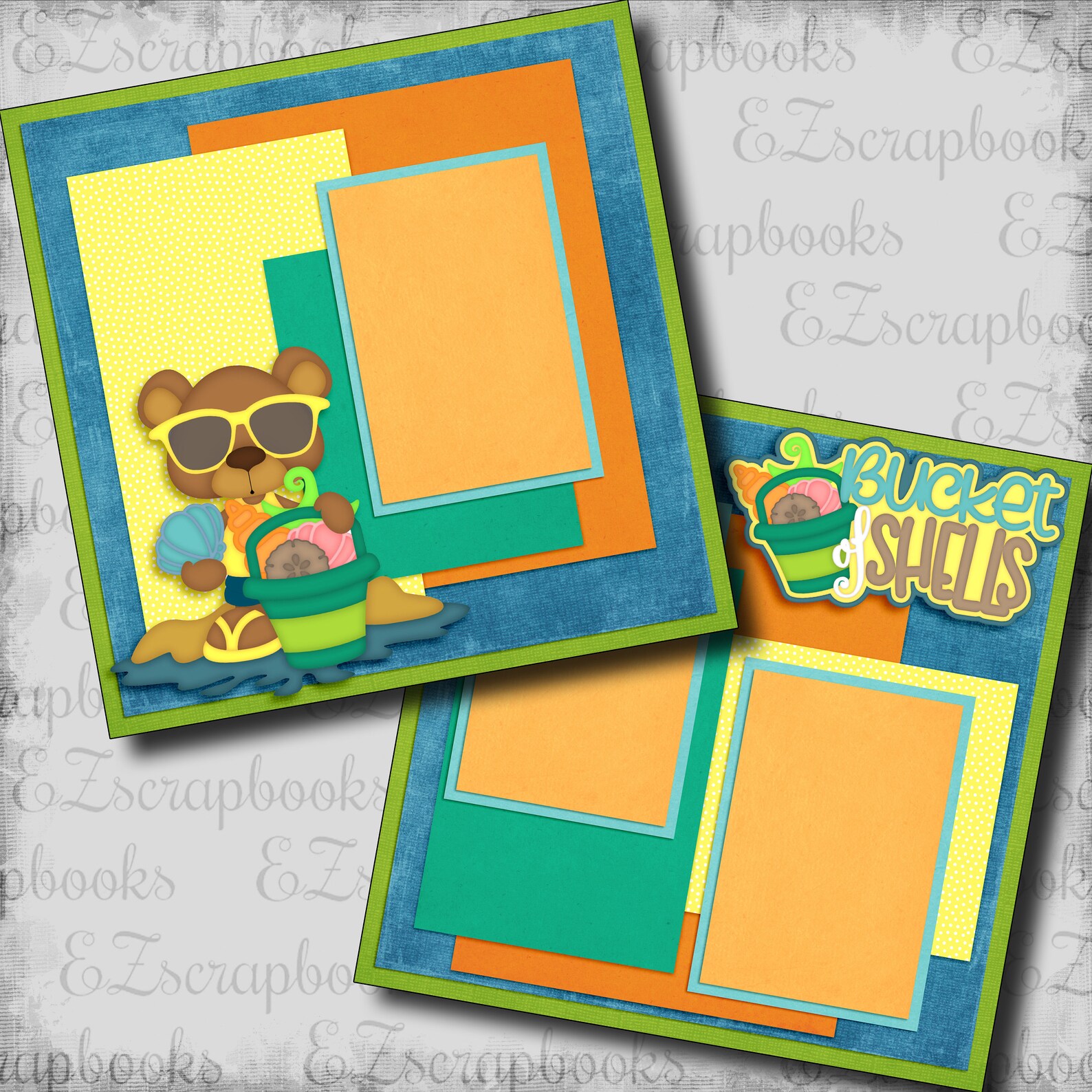 Bucket of Shells 2 Premade Scrapbook Pages EZ Layout 24-460 - Etsy