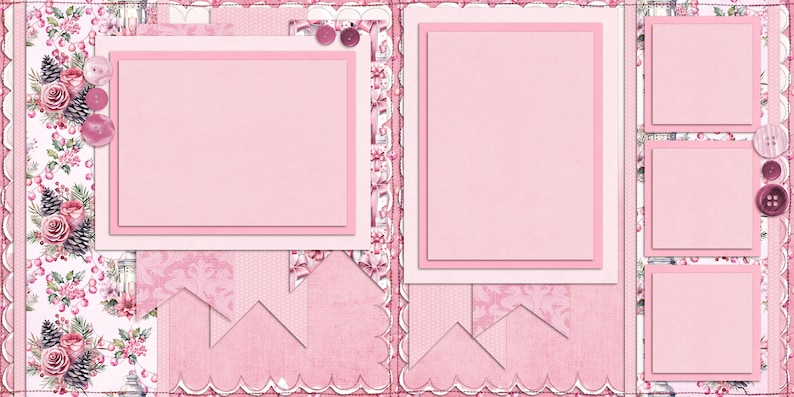Pink & Silver Memories - 2 Premade Scrapbook Pages - EZ Layout 23-680 ...
