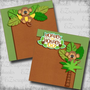 Monkey See NPM - 2 Premade Scrapbook Pages - EZ Layout 23-035 - Etsy