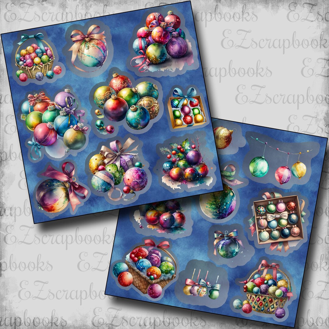 Christmas Baubles Clip Art Sheets - 2 Premade Scrapbook Pages - EZ ...
