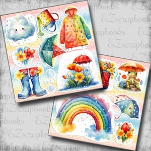 April Showers - Clip Art Sheets - 2 Pages - Scrapbooking - EZ Layout 24 ...