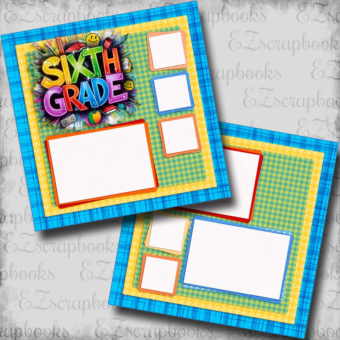 Sixth Grade Boy - 2 Premade Scrapbook Pages - EZ Layout 25-720 - Etsy