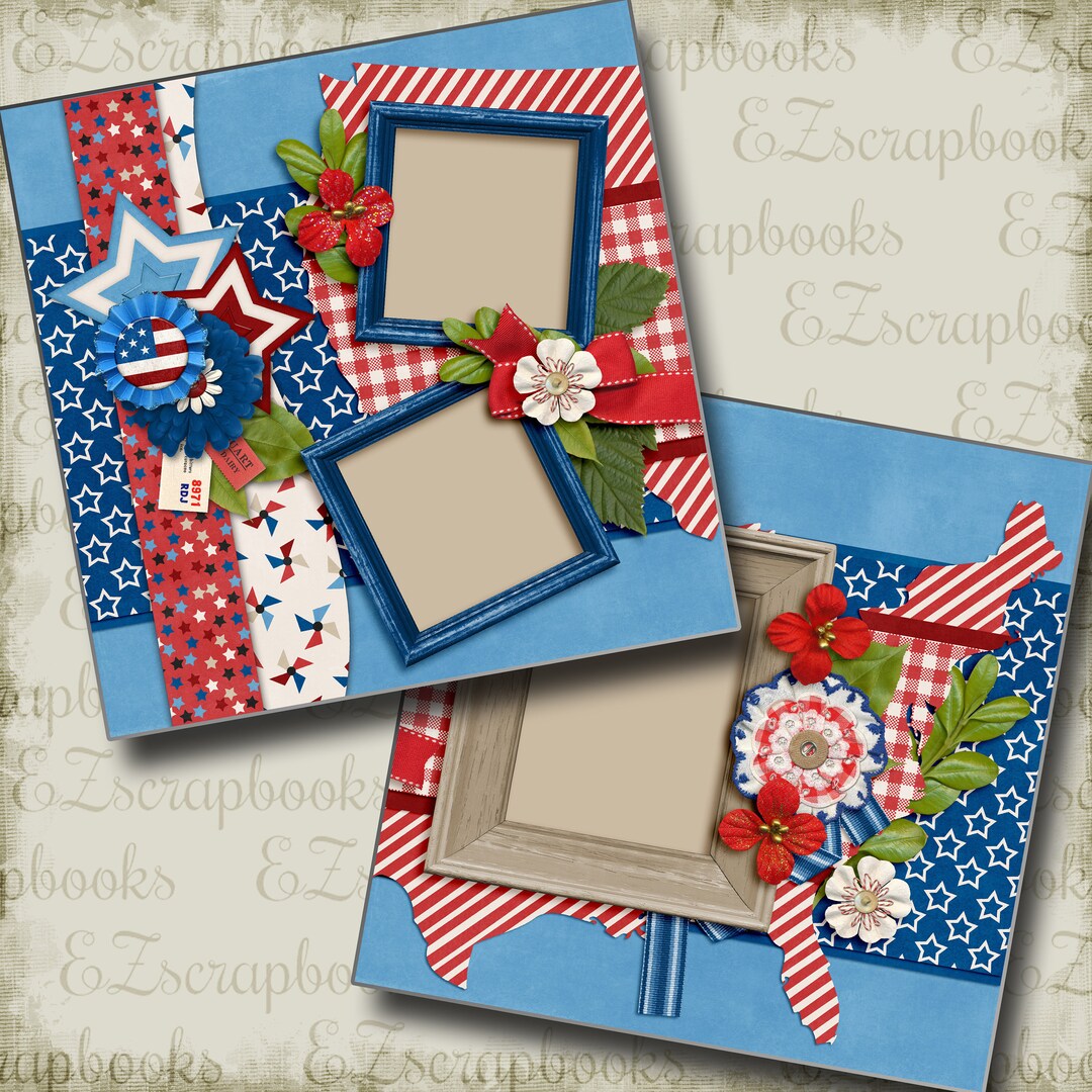 USA 2 Premade Scrapbook Pages EZ Layout 3188 - Etsy