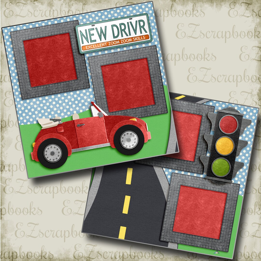 New Driver - 2 Premade Scrapbook Pages - EZ Layout 4482 - Etsy