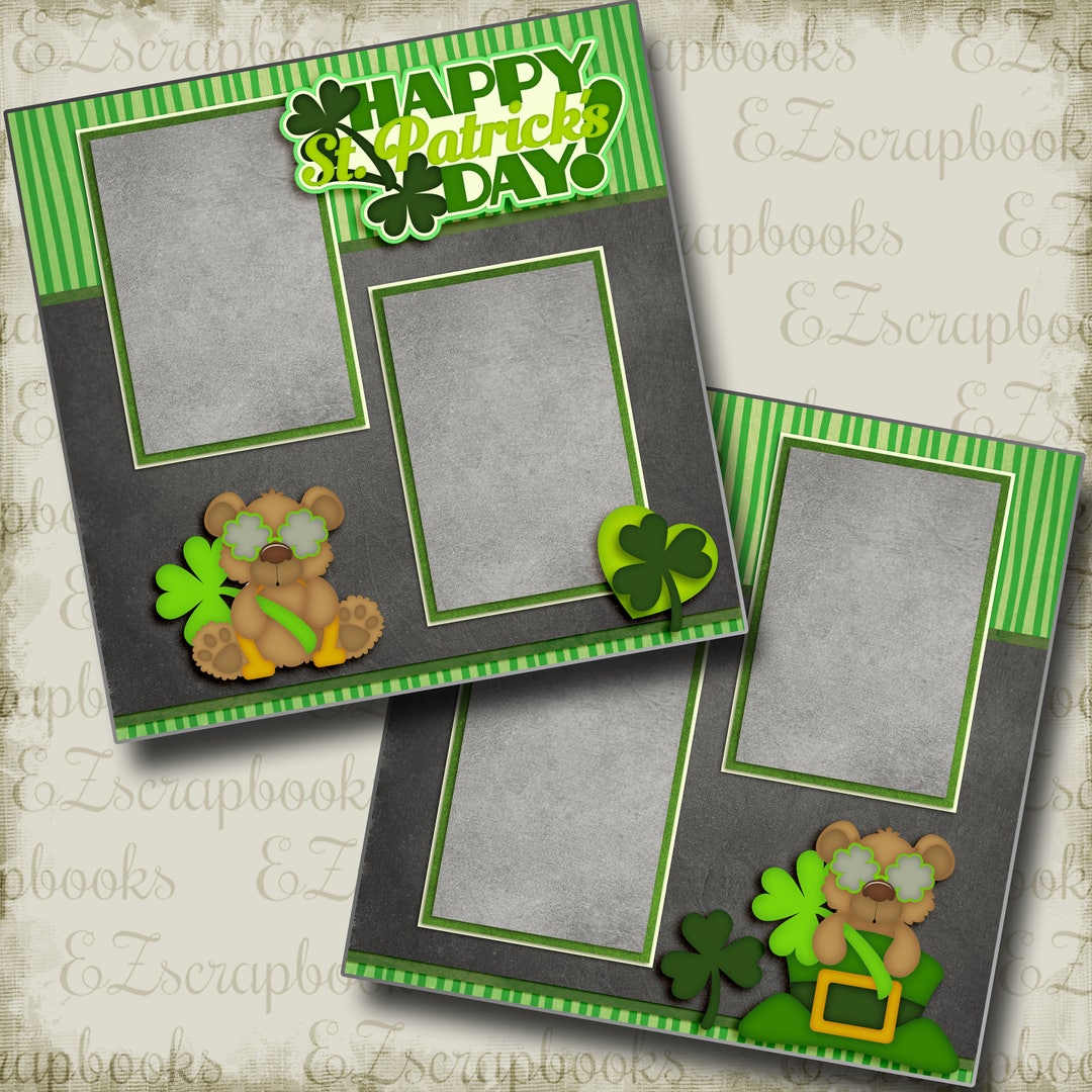HAPPY St. PATRICK'S Day - 2 Premade Scrapbook Pages - EZ Layout 2822 - Etsy