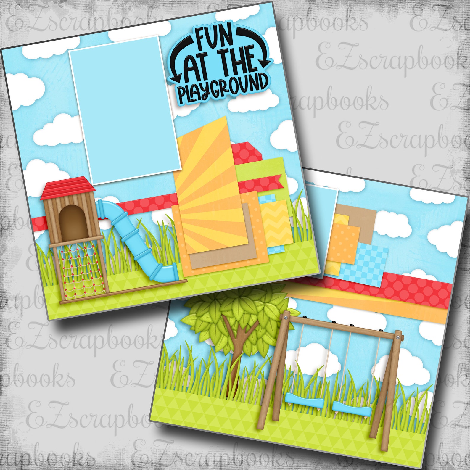 Fun at the Playground 2 Premade Scrapbook Pages EZ Layout - Etsy