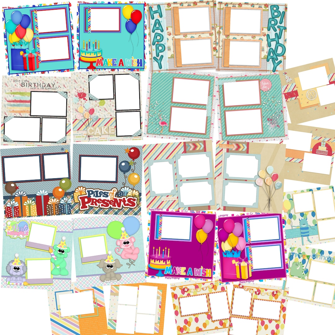 Birthday Collection 1 - Digital Scrapbook Quick Page Bundle - INSTANT ...