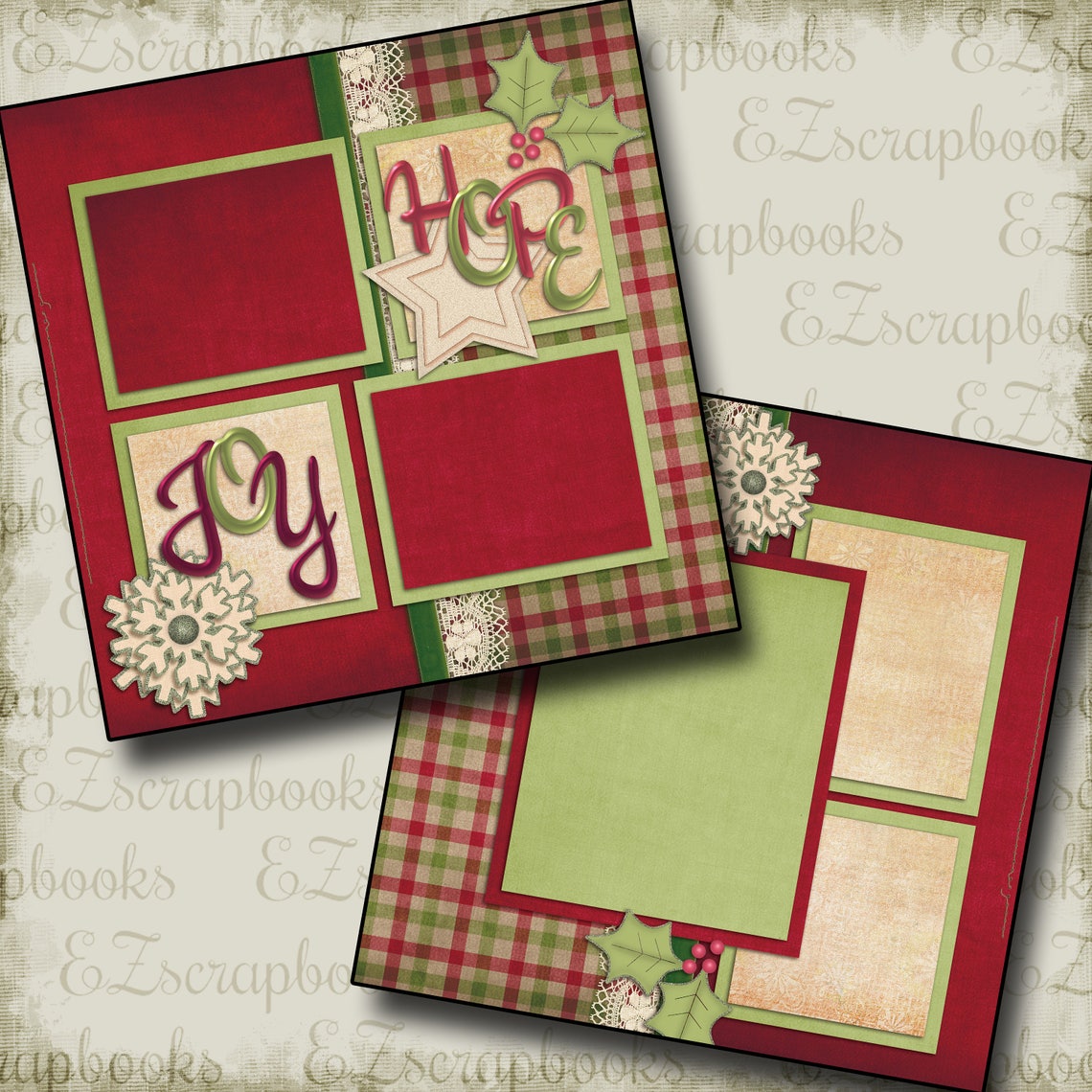HOPE & JOY - 2 Premade Scrapbook Pages - EZ Layout 299 - Etsy