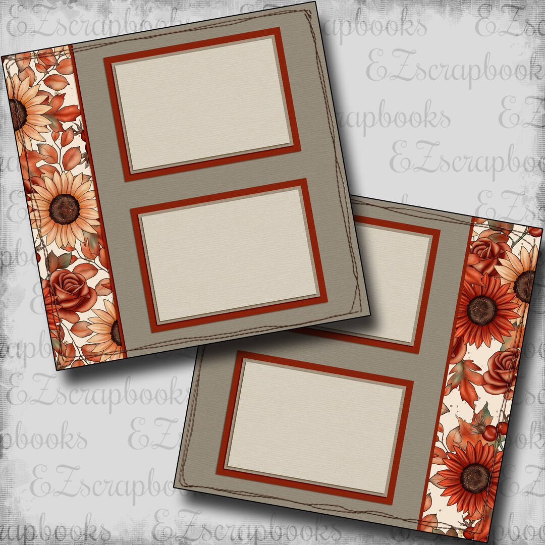 November Floral - 2 Premade Scrapbook Pages - EZ Layout 6386 - Etsy