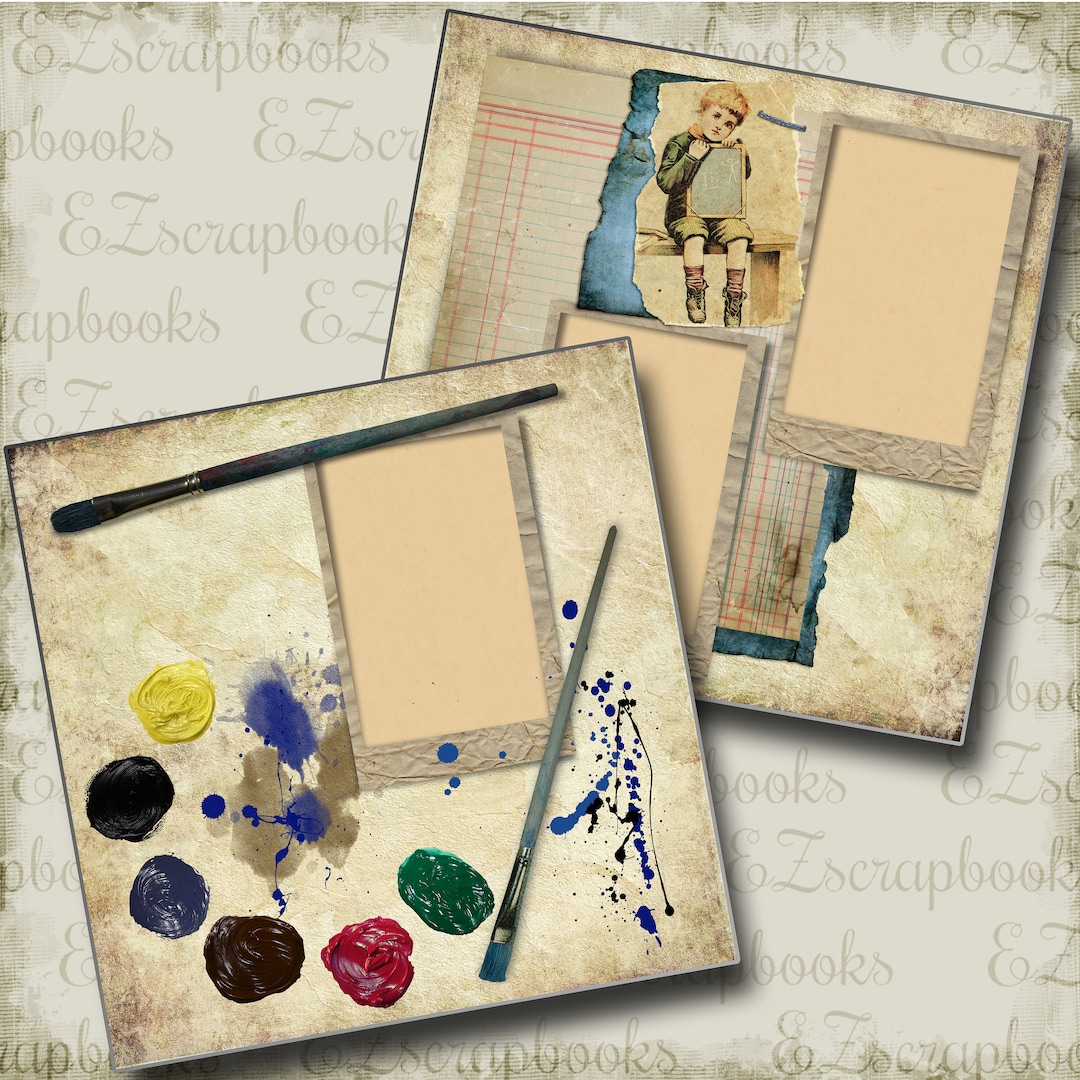 Vintage Artist - 2 Premade Scrapbook Pages - EZ Layout 4622 - Etsy