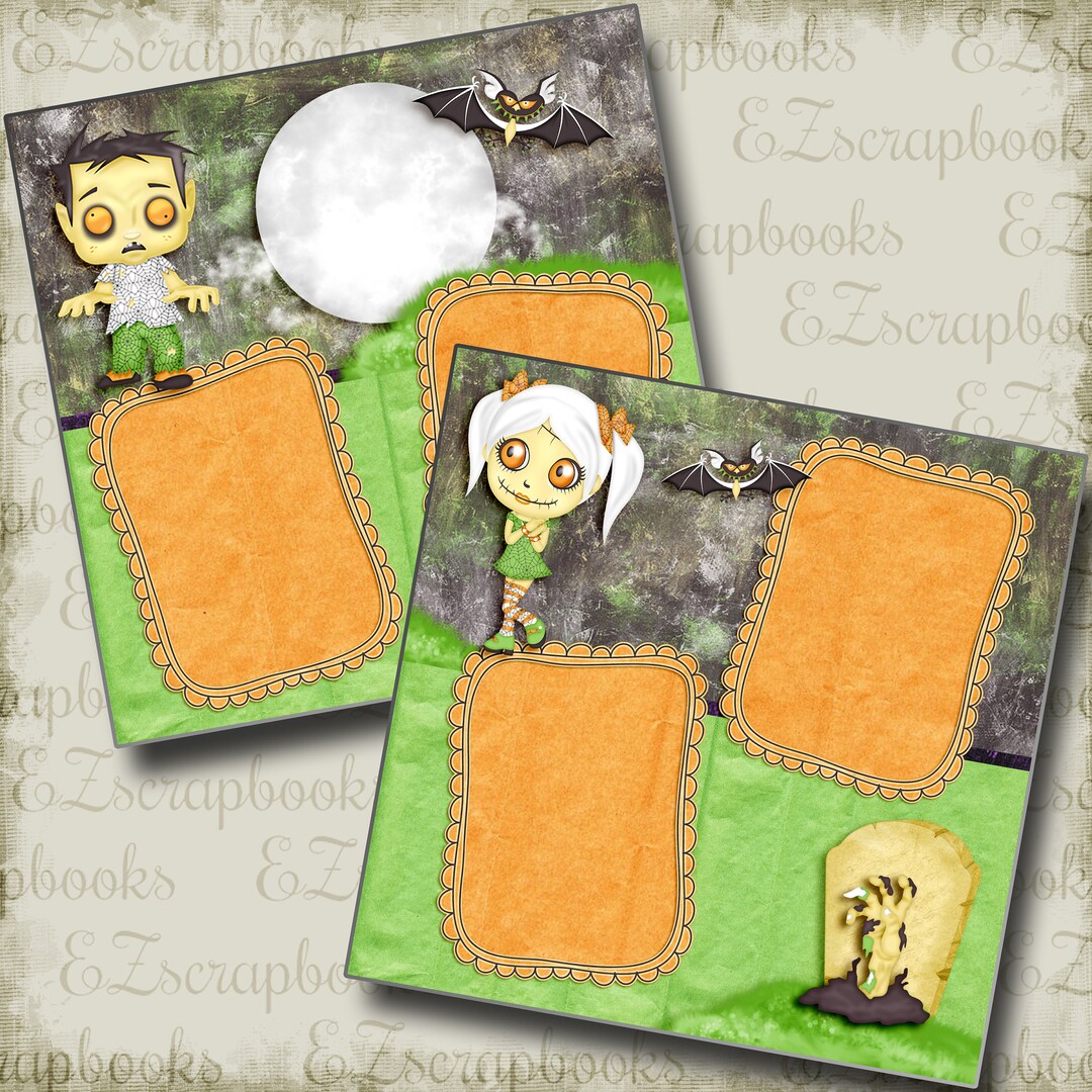 Zombies - Halloween - 2 Premade Scrapbook Pages - EZ Layout 4368 - Etsy