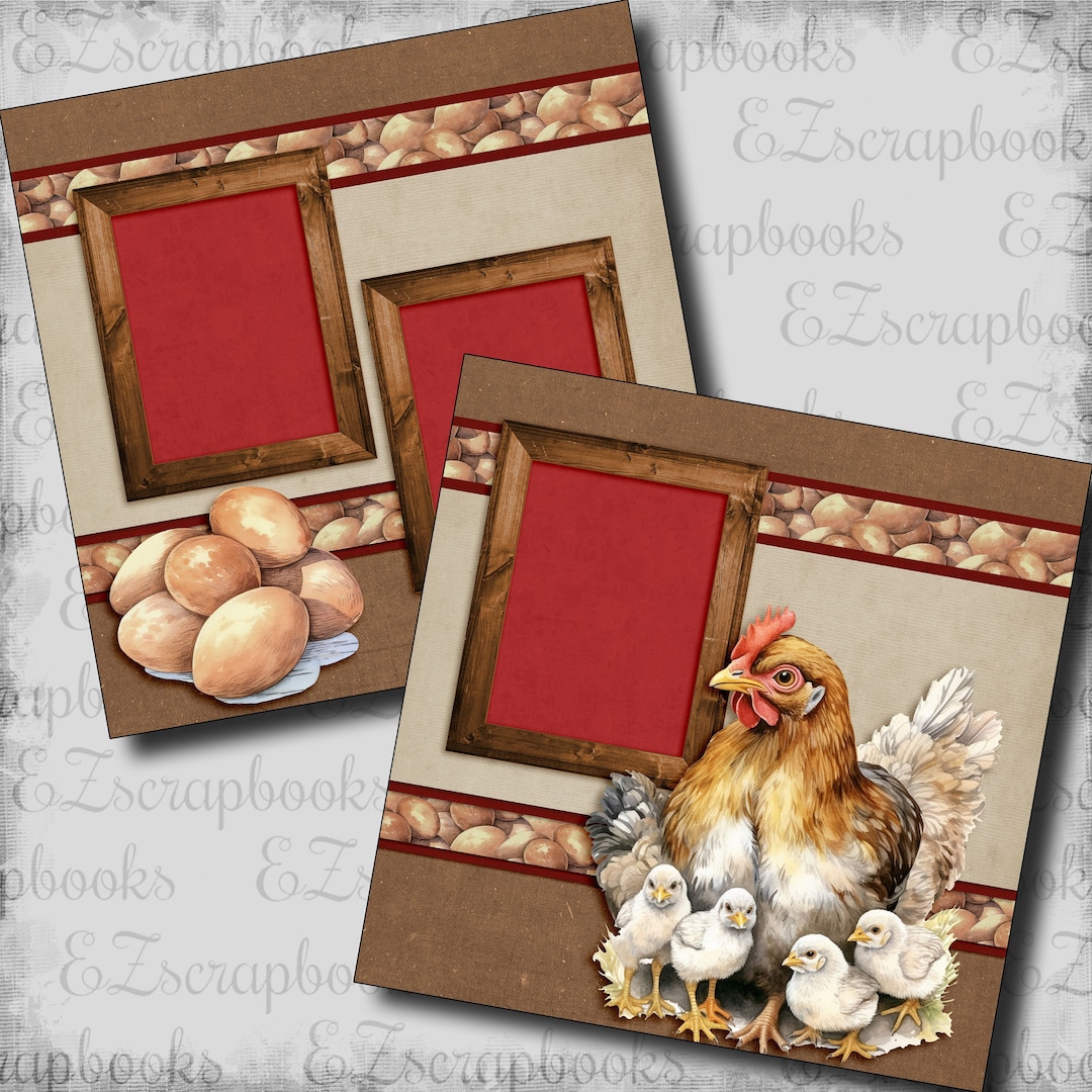 Farm Chickens 2 Premade Scrapbook Pages Paper EZ Layout 24-378 - Etsy