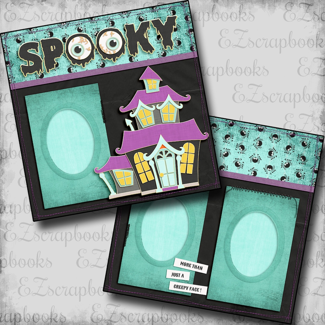 Spooky Haunted House - 2 Premade Scrapbook Pages - EZ Layout 5618 - Etsy