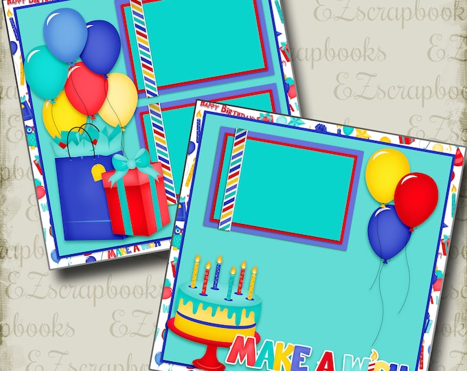 Let's Celebrate 12x12 Scrapbook Layout 2 Page Kit Birthday Theme - Etsy