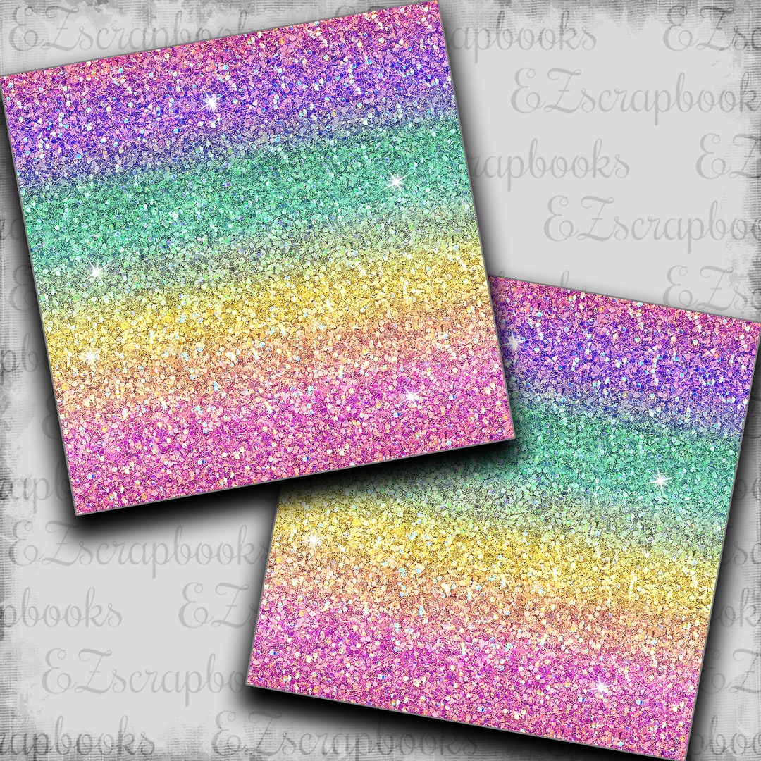 Ombre Rainbow Glitter - Scrapbook Papers - Card Stock - EZ Layout 23 ...