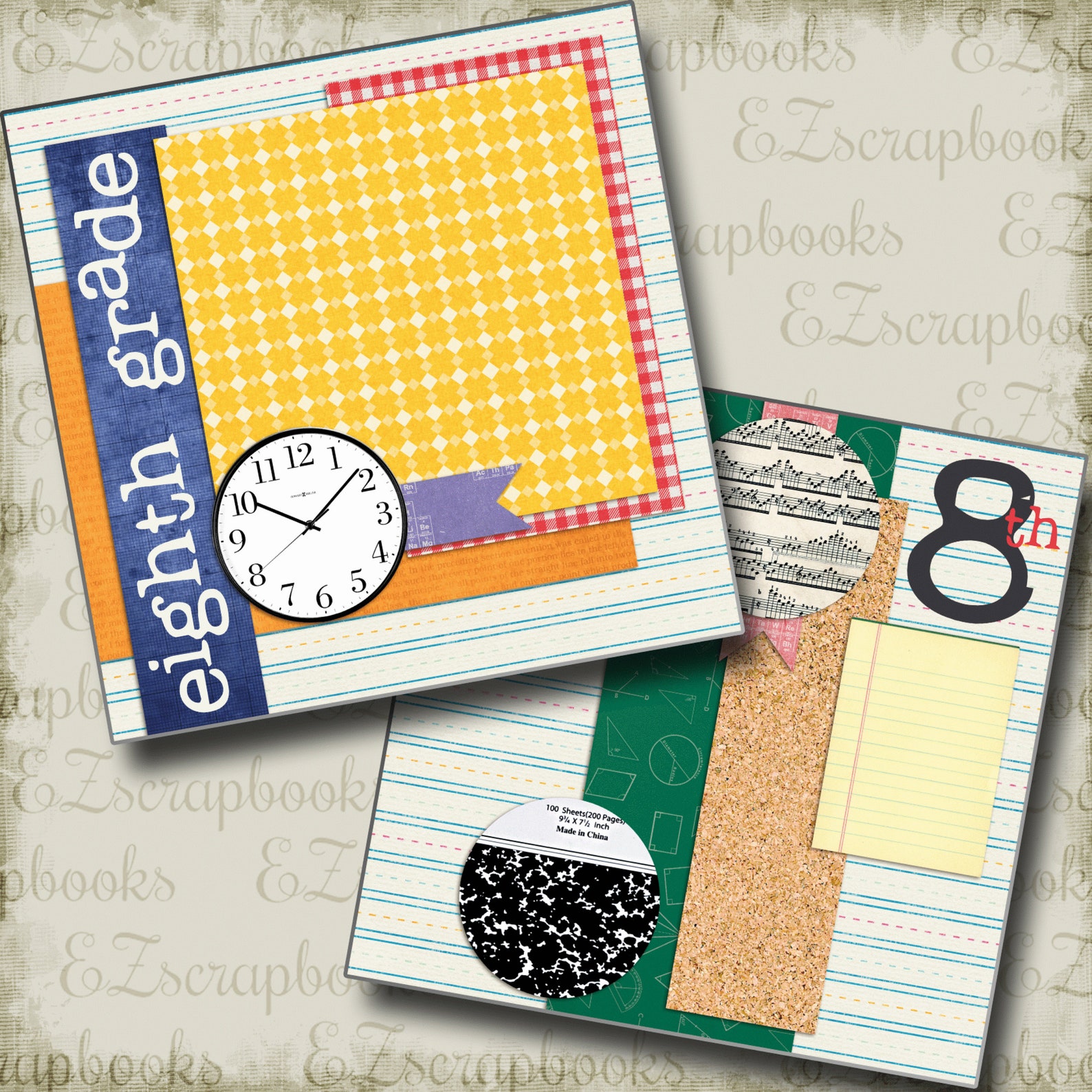 Eighth Grade NPM - School - 2 Premade Printed Scrapbook Pages - EZ ...