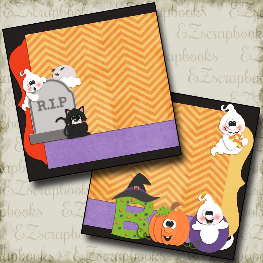 BOO NPM - 2 Premade Scrapbook Pages - EZ Layout 2274 - Etsy
