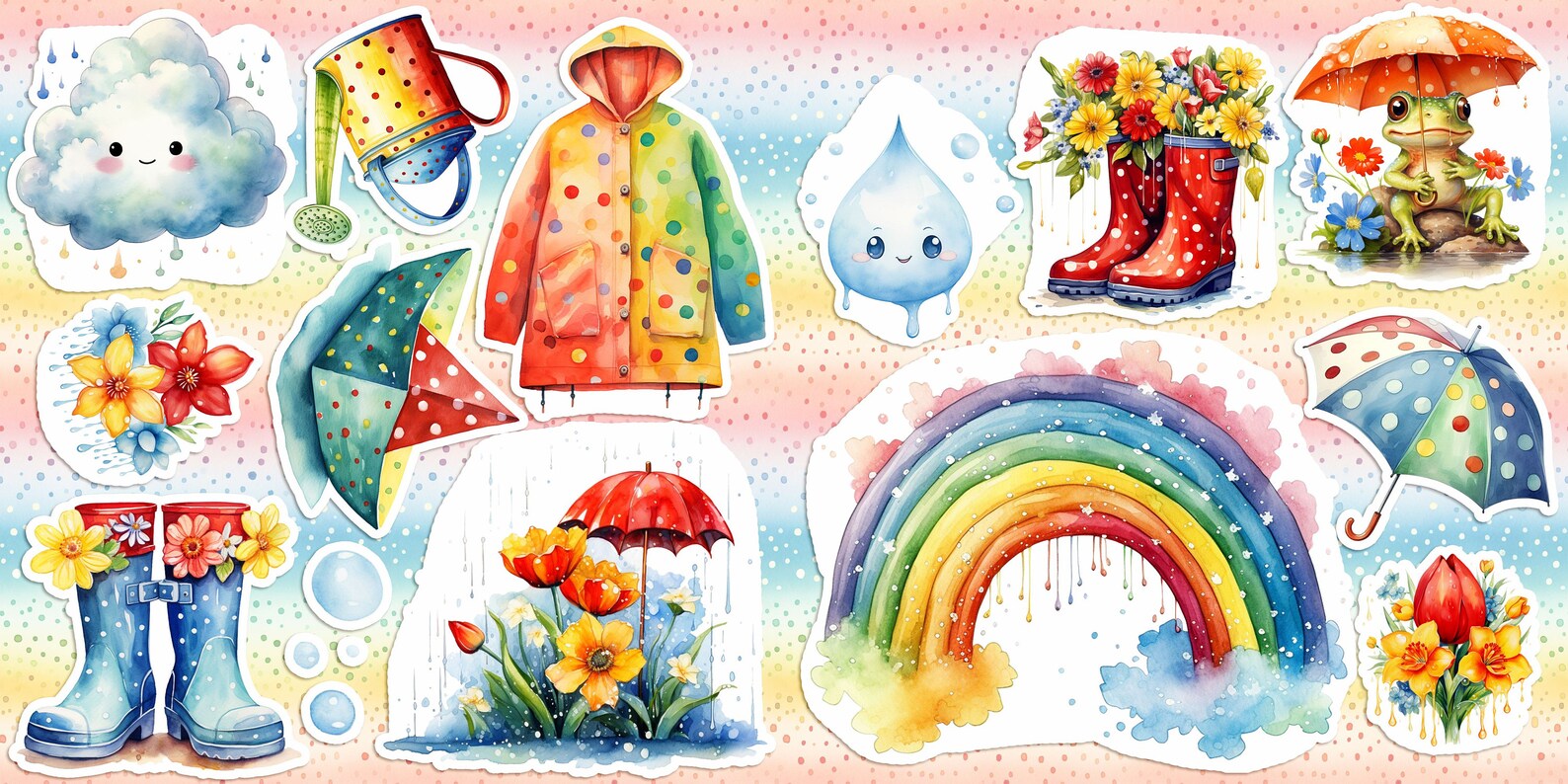 April Showers - Clip Art Sheets - 2 Pages - Scrapbooking - EZ Layout 24 ...