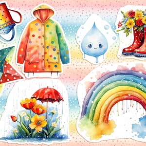 April Showers - Clip Art Sheets - 2 Pages - Scrapbooking - EZ Layout 24 ...