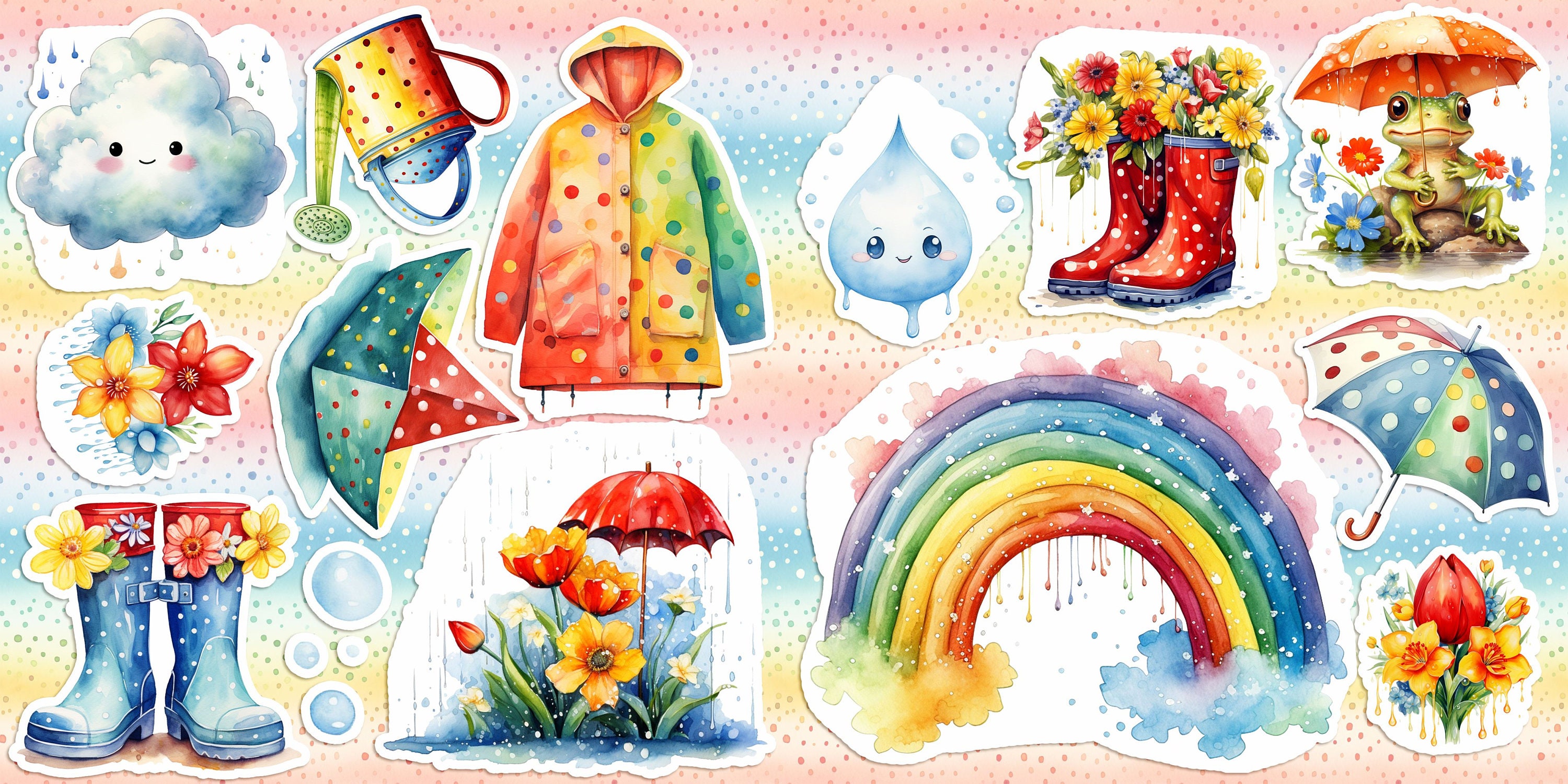 April Showers - Clip Art Sheets - 2 Pages - Scrapbooking - EZ Layout 24 ...
