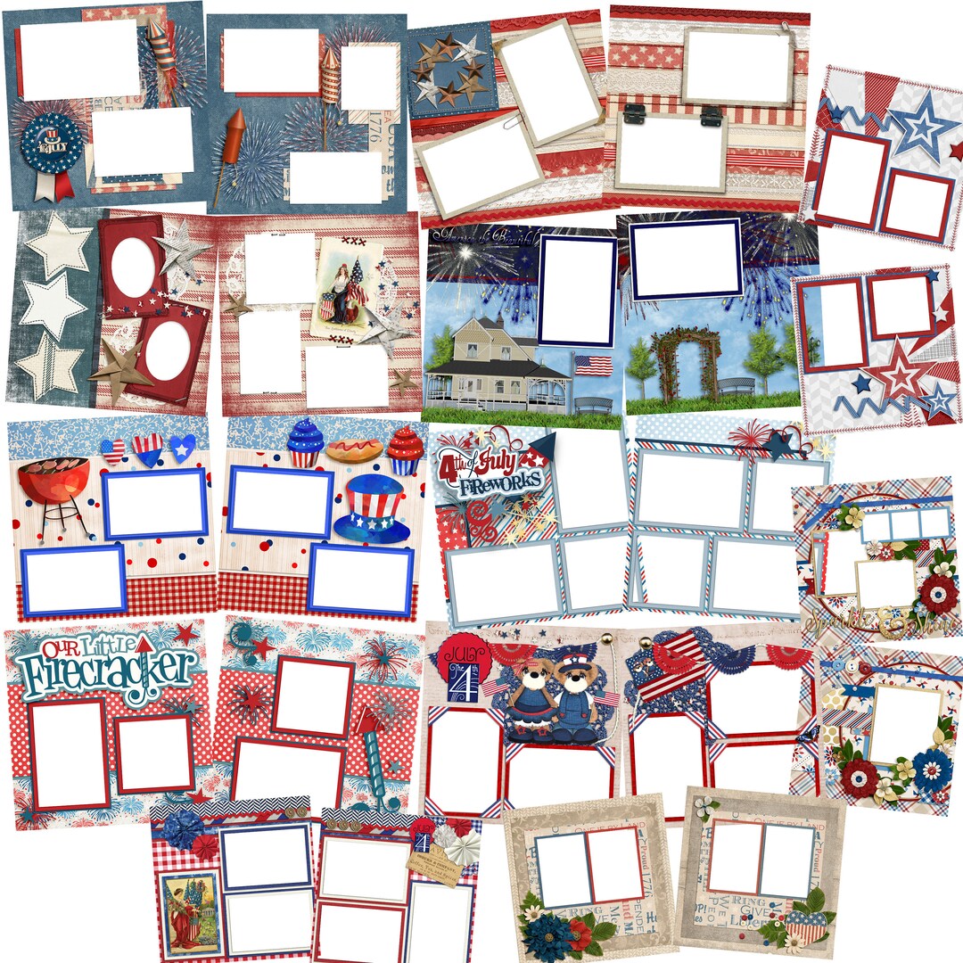 4th of July Collection 2 - Digital Scrapbook Quick Page Bundle ...