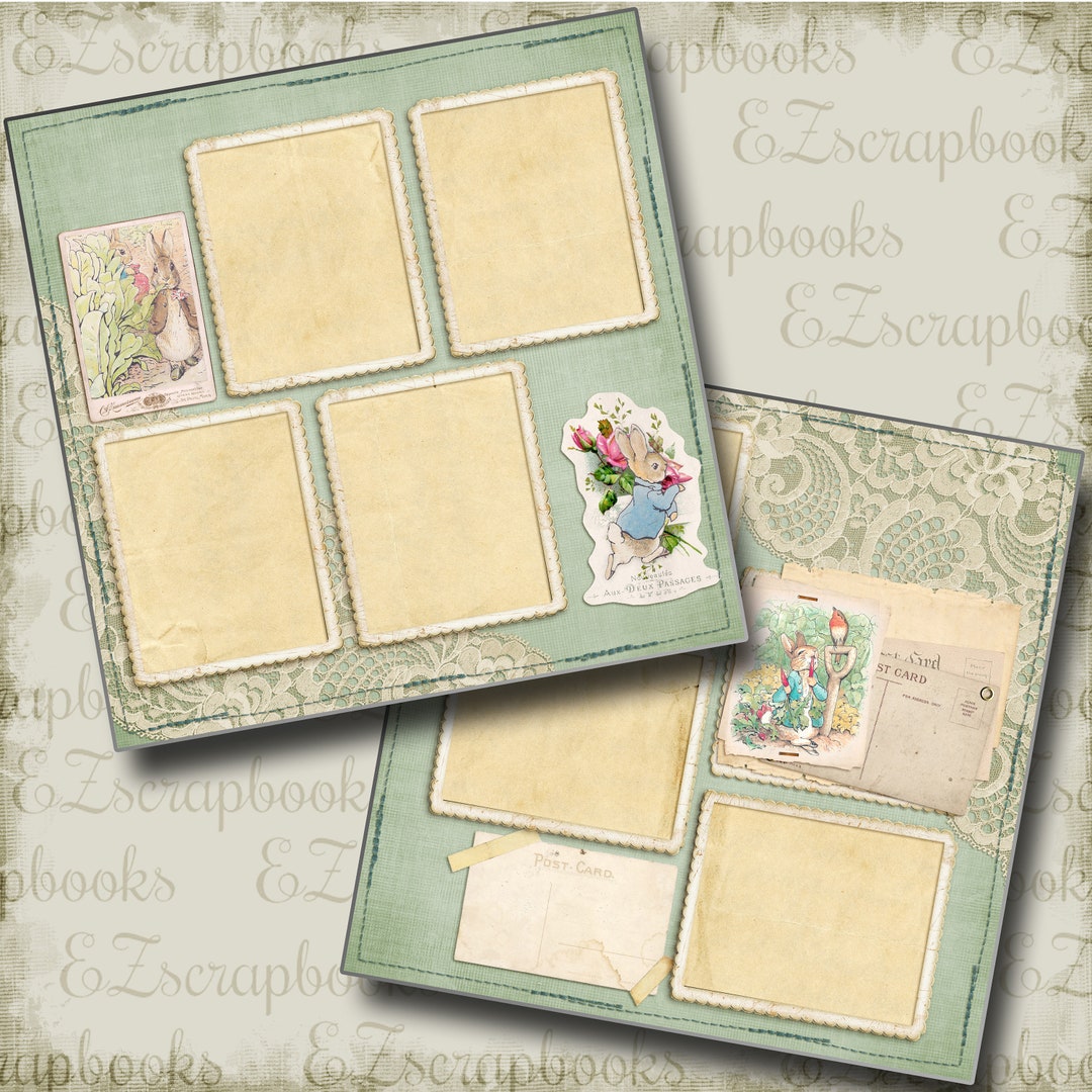 Peter Rabbit - 2 Premade Scrapbook Pages - EZ Layout 4630 - Etsy