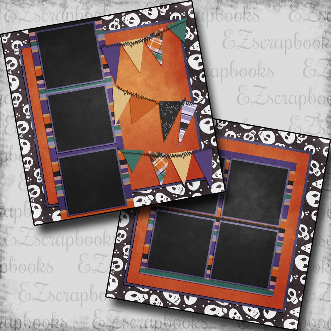Halloween Happenings - 2 Premade Scrapbook Pages - EZ Layout 6326 - Etsy