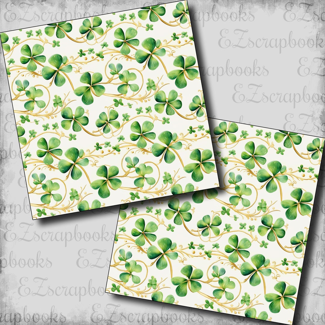 Irish Clover Swirls Scrapbook Paper 2 Pack Card Stock EZ Layout 24-100 ...