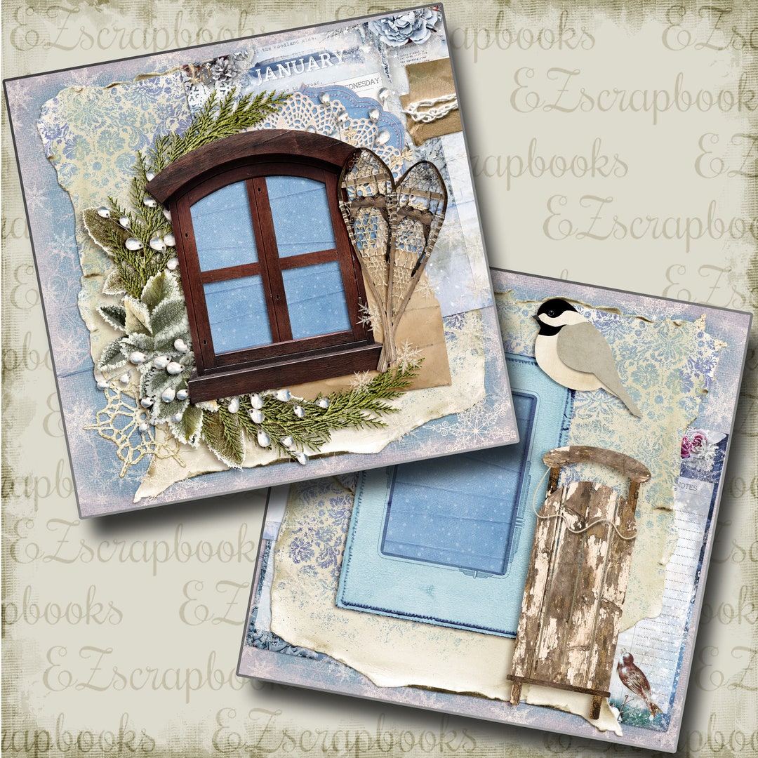 January - 2 Premade Scrapbook Pages - EZ Layout 4822 - Etsy