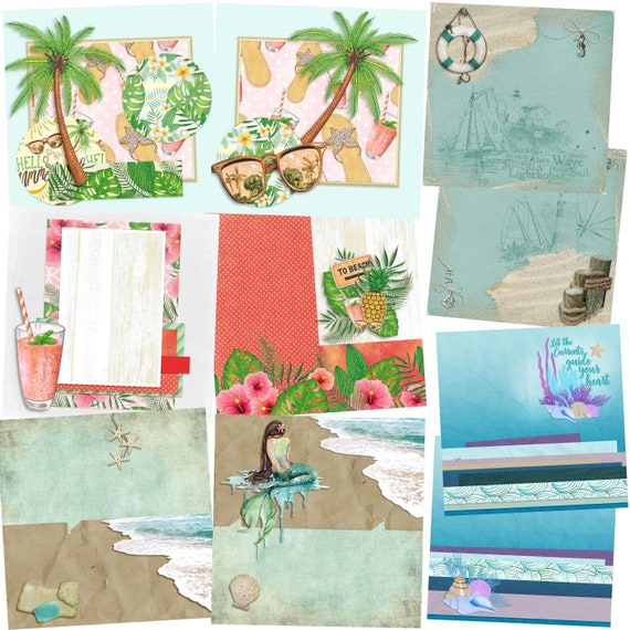 Beach Vibes Beach Background Pages Digital Scrapbook Page - Etsy
