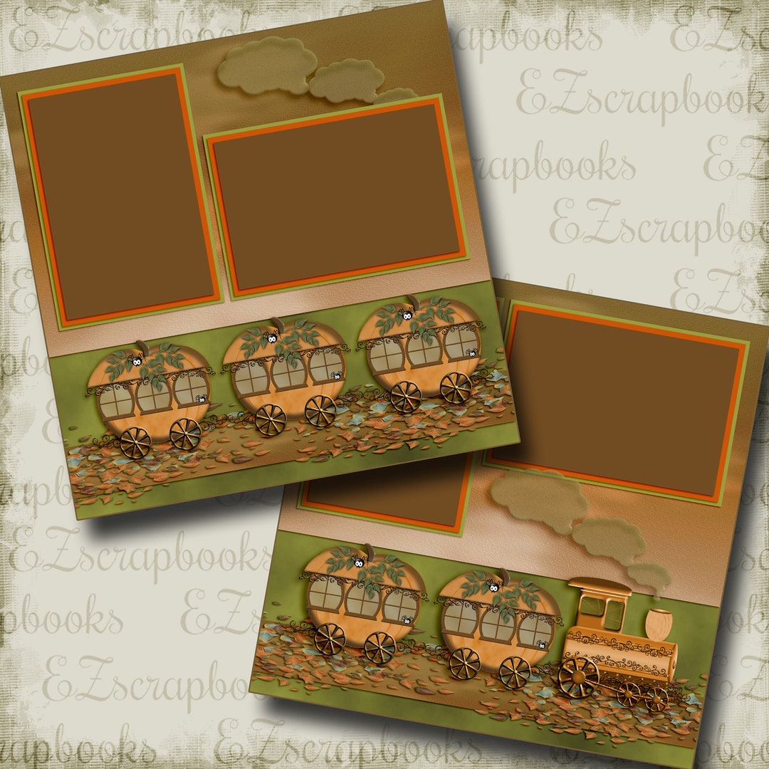 Boo Choo Choo - 2 Premade Scrapbook Pages - EZ Layout 2853 - Etsy