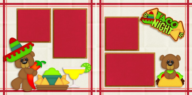 Taco Night 2 Premade Scrapbook Pages EZ Layout 4770 - Etsy