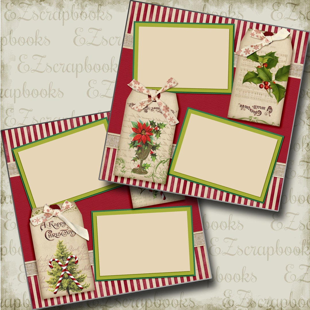 Ribbons and Tags - 2 Premade Scrapbook Pages - EZ Layout 3614 - Etsy