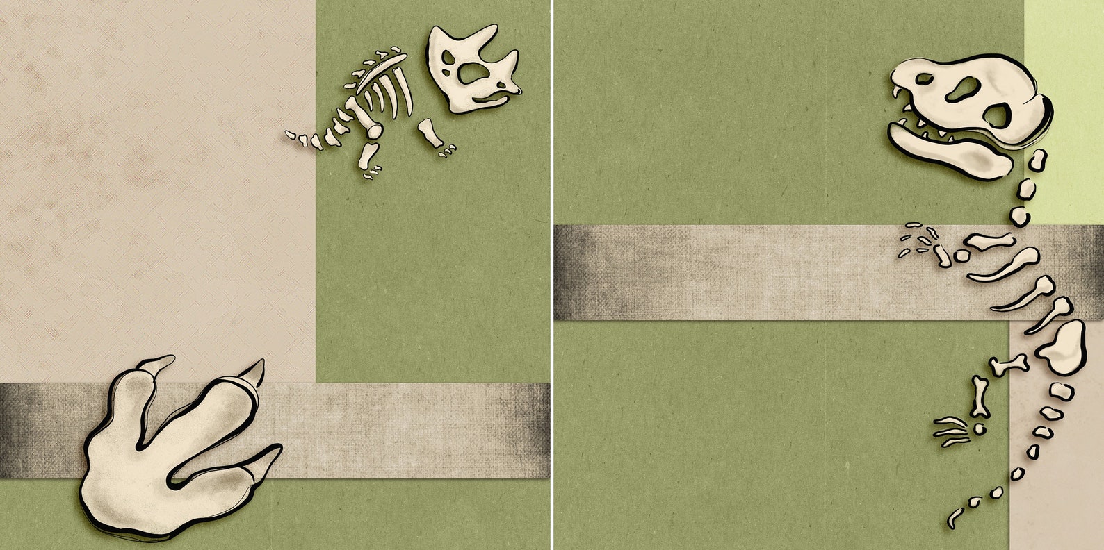 Dino Dig Background Pages Digital Scrapbook Page Bundle - Etsy