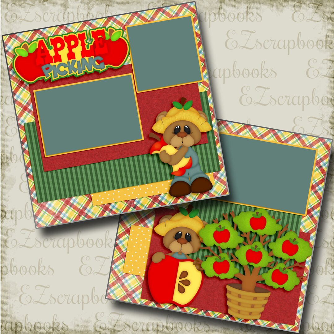 Apple Picking - 2 Premade Scrapbook Pages - EZ Layout 4144 - Etsy