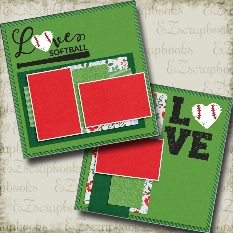 Love Softball 2 Premade Scrapbook Pages EZ Layout 4964 - Etsy