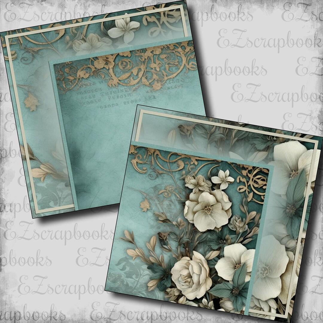 Blue Floral 3 NPM 2 Premade Scrapbook Pages EZ Layout 23-799 - Etsy