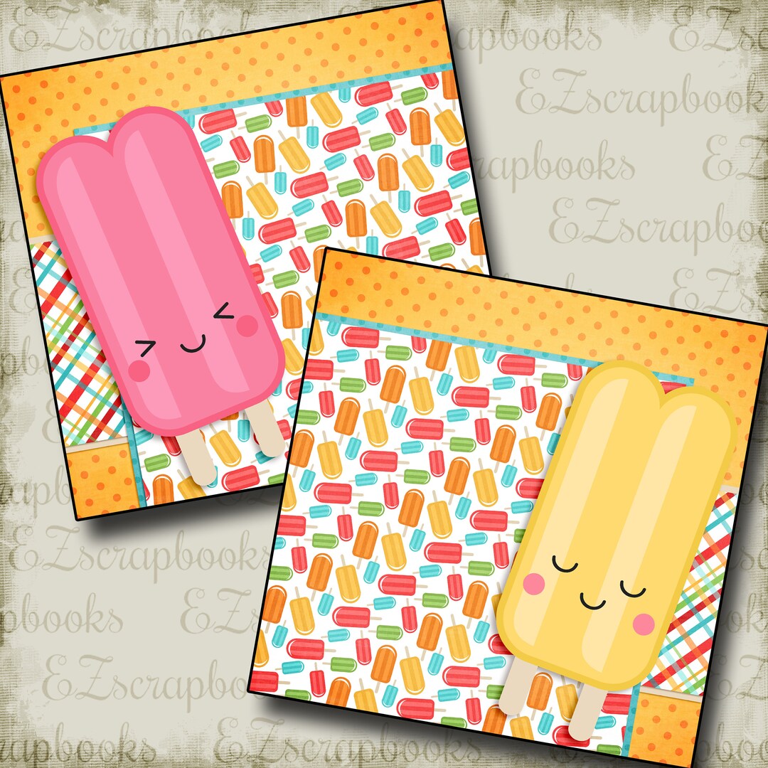 Popsicles NPM- 2 Premade Scrapbook Pages - EZ Layout 3221 - Etsy