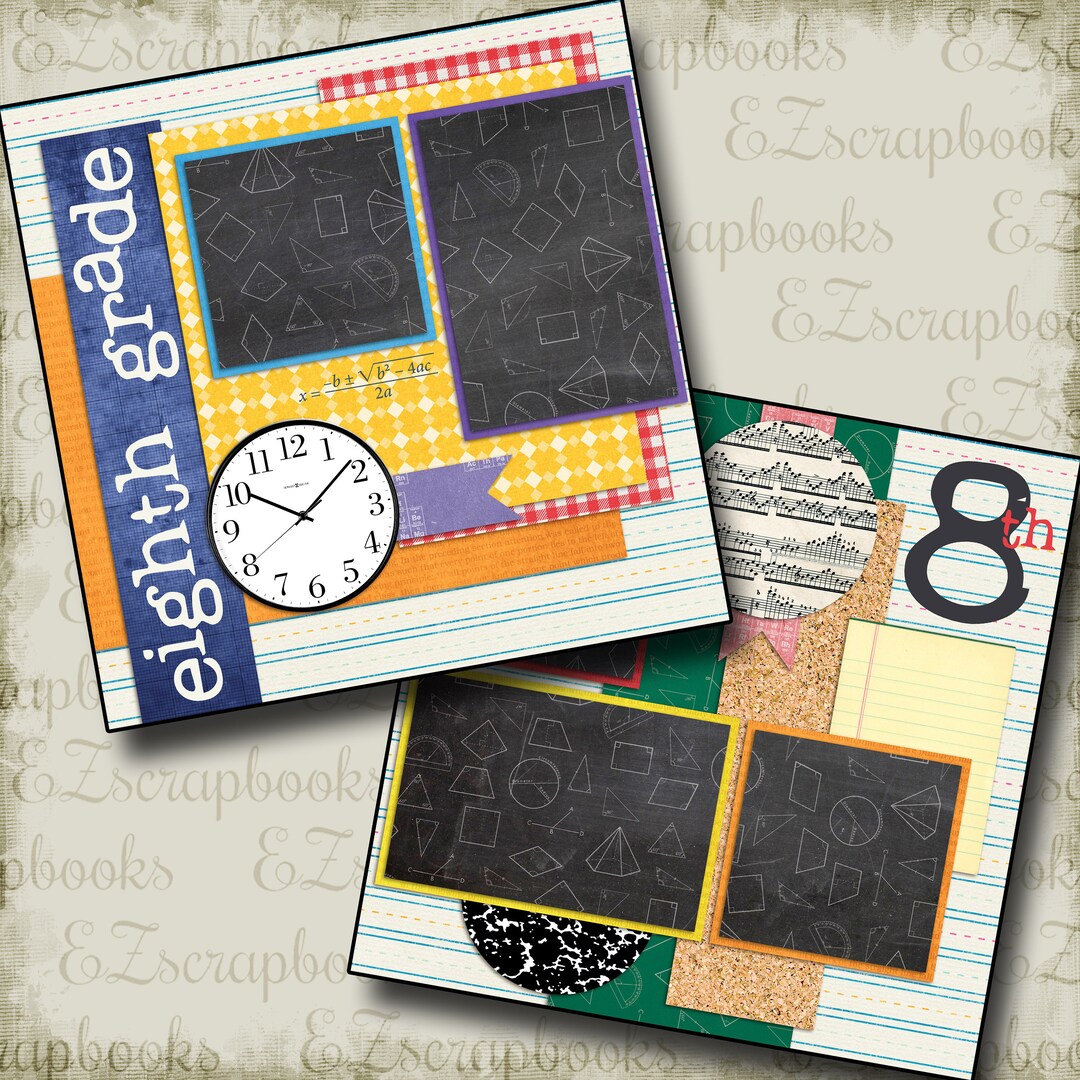 Eighth Grade - School - 2 Premade Printed Scrapbook Pages - EZ Layout ...