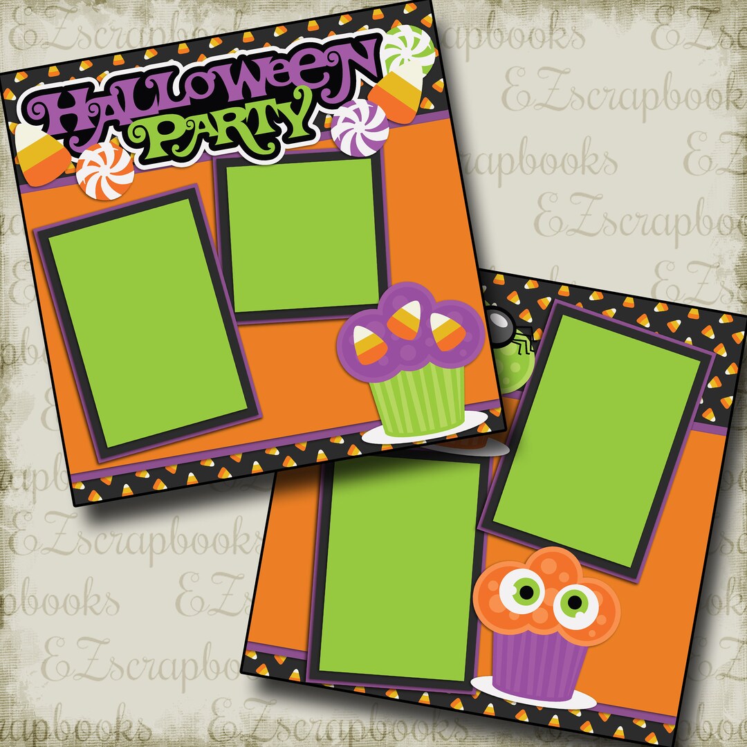 HALLOWEEN PARTY - 2 Premade Scrapbook Pages - EZ Layout 2148 - Etsy