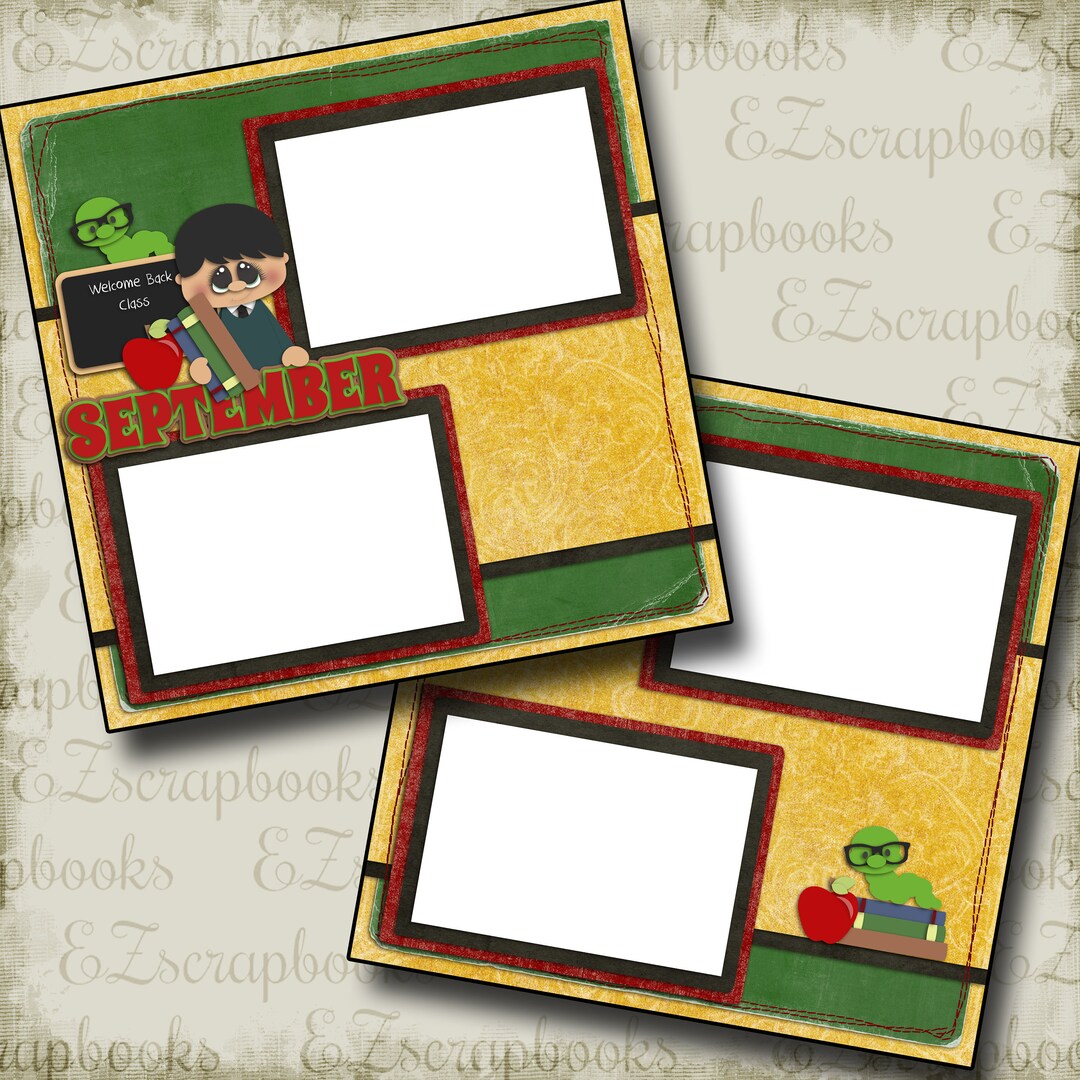 SEPTEMBER - 2 Premade Scrapbook Pages - EZ Layout 364 - Etsy