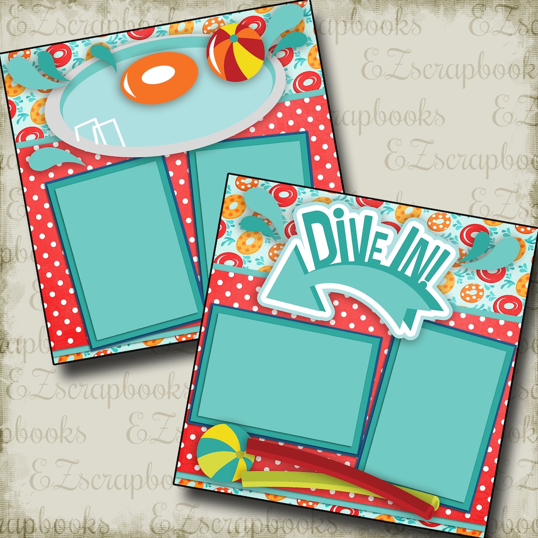 DIVE IN - 2 Premade Scrapbook Pages - EZ Layout 2314 - Etsy