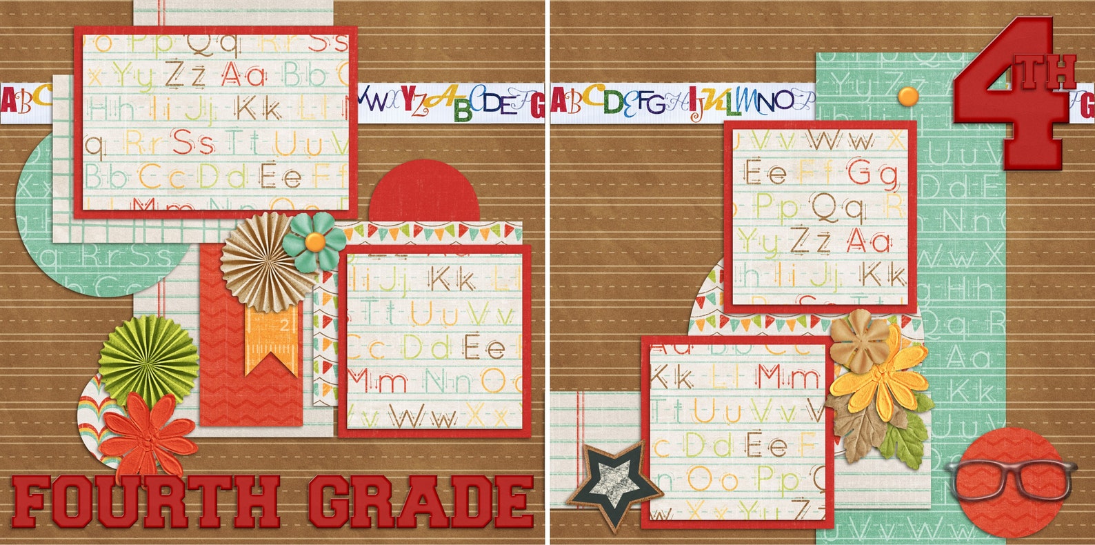 Fourth Grade School 2 Premade Printed Scrapbook Pages EZ | Etsy
