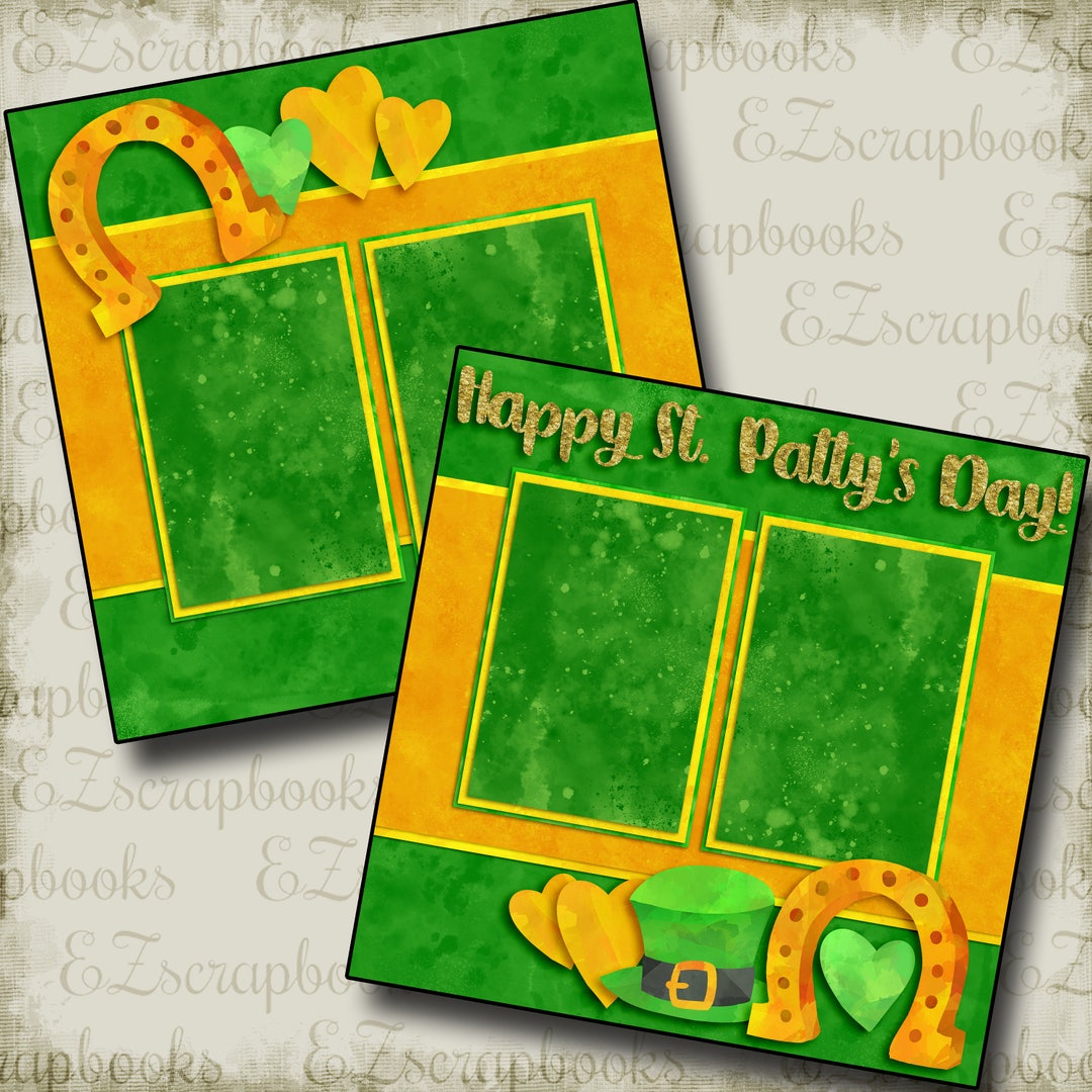 Lucky Horseshoes - St. PATRICK'S Day - 2 Premade Scrapbook Pages - EZ ...